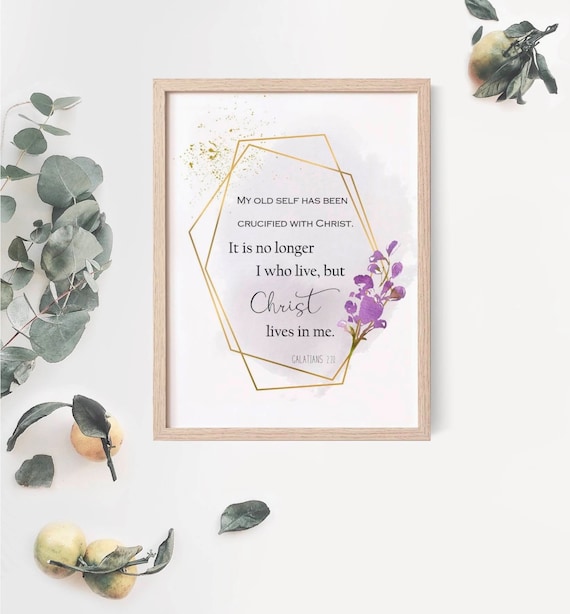 Christ lives in me Scripture wall art printable Galatians | Etsy