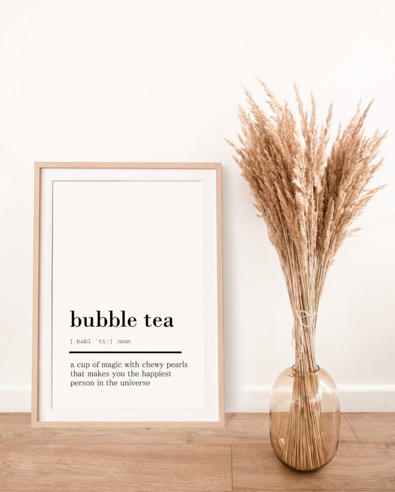 Bubble Tea Definition, Bubble Tea Printable, Dictionary Print, Gift for ...