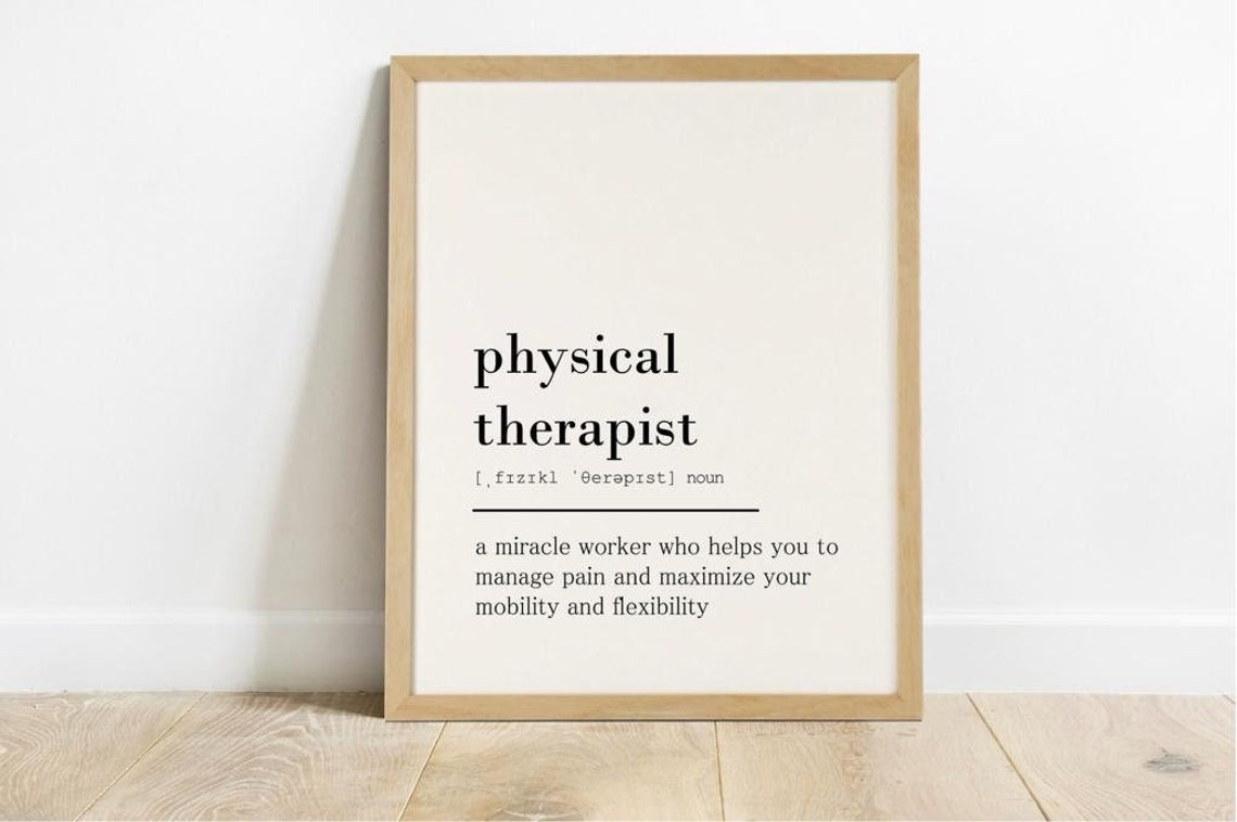 Physical Therapist Definition Print, Wall Art Printable, Dictionary ...