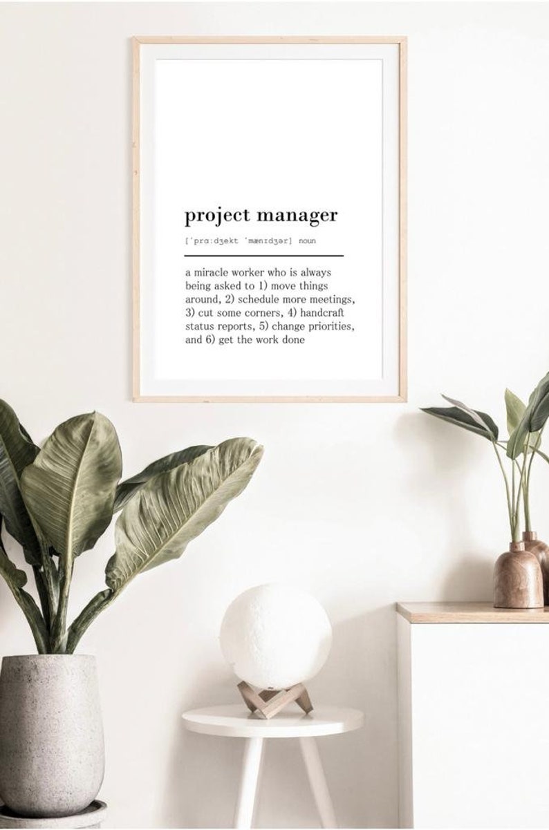 Project Manager Definition Print, Project Manager Office Decor, Project ...