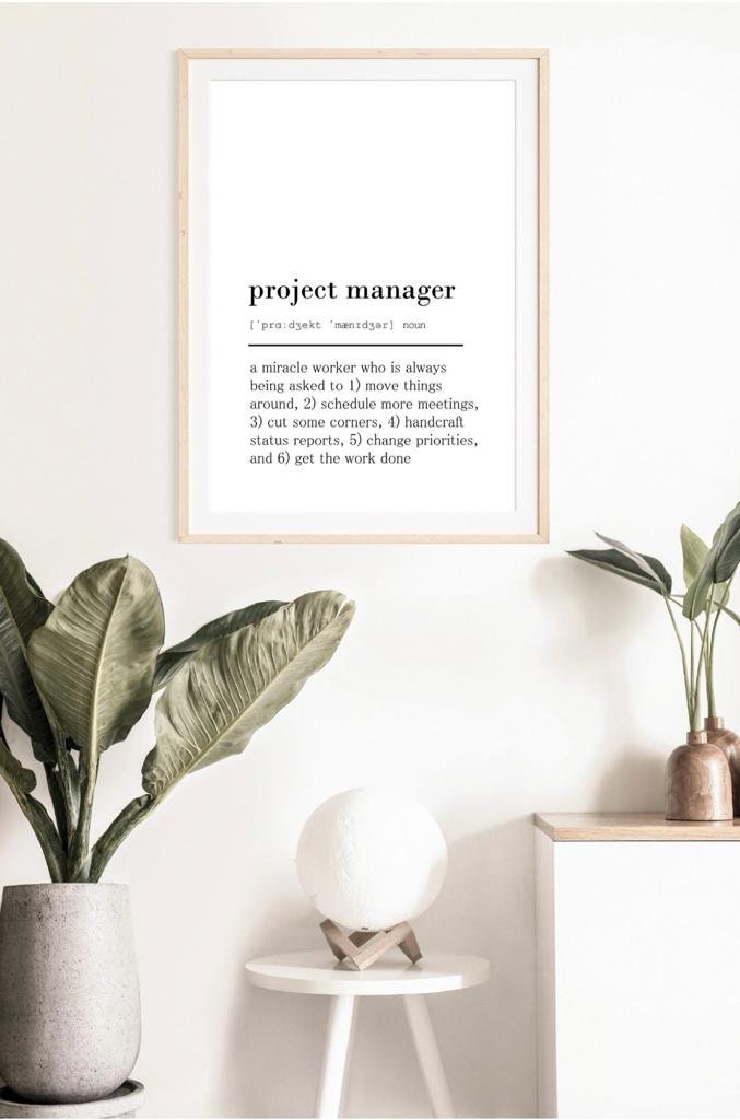 Project Manager Definition Print, Project Manager Office Decor, Project ...