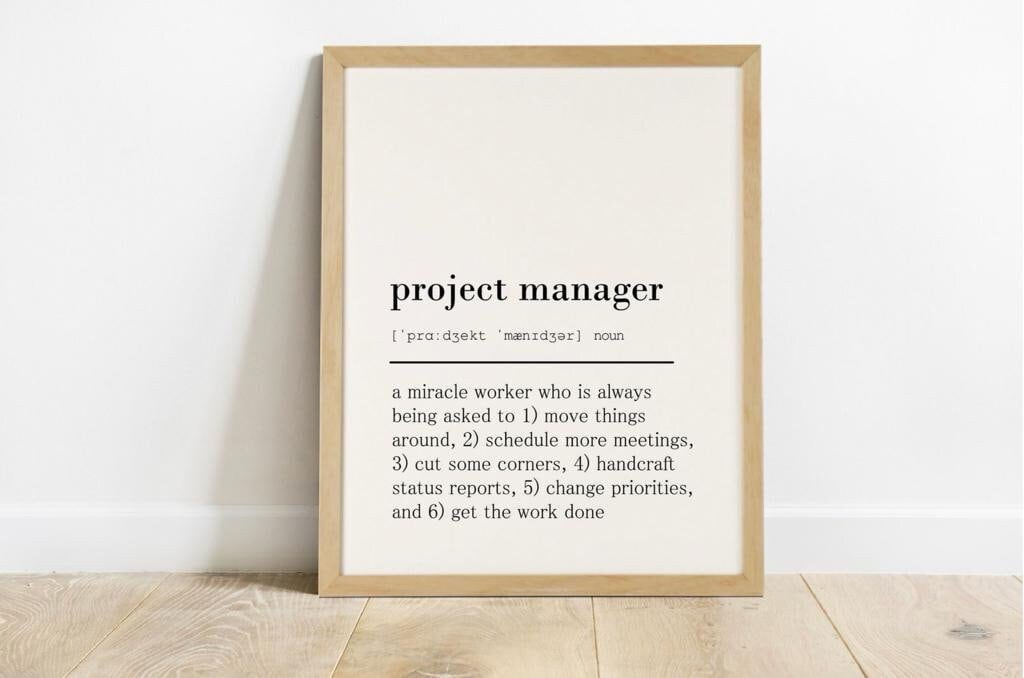 Project Manager Definition Print, Project Manager Office Decor, Project ...