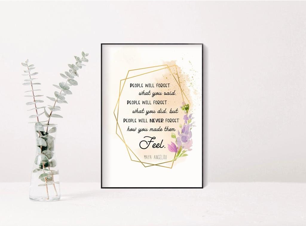 Kindness Quote Printable, Maya Angelou Quote, Watercolor Floral Print ...