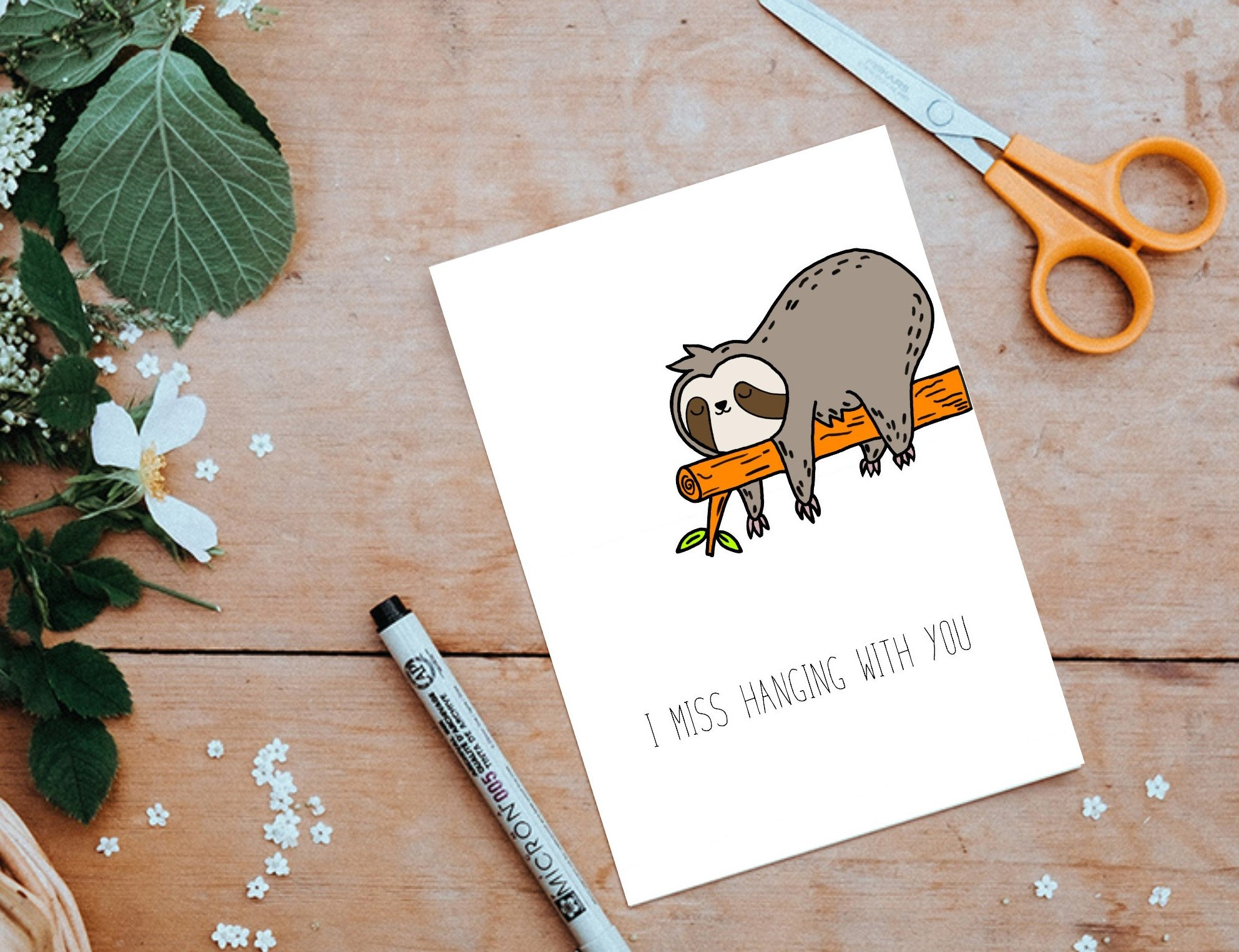 I Miss You Card Instant Download, Miss You Sloth Card, Digital ...