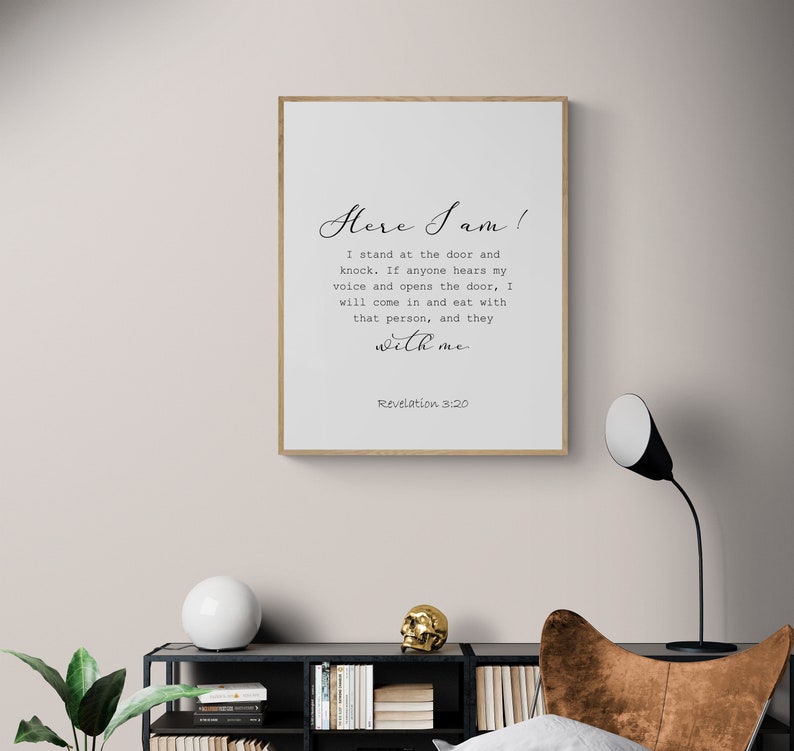 Revelation 3:20 I stand at the door and knock Modern | Etsy