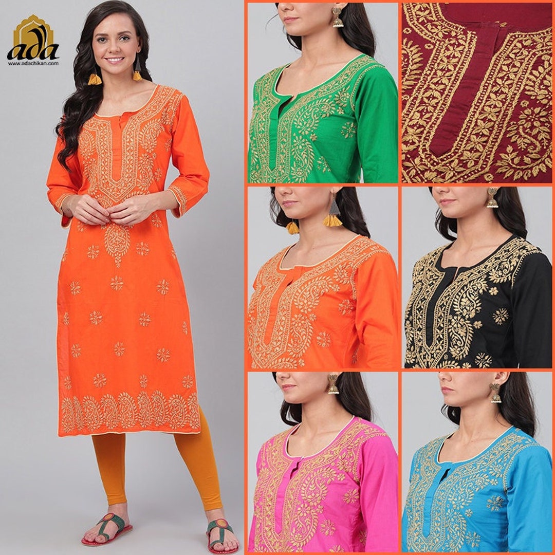 Indian Lucknowi Chikankari Handmade Embroidered Designer - Etsy