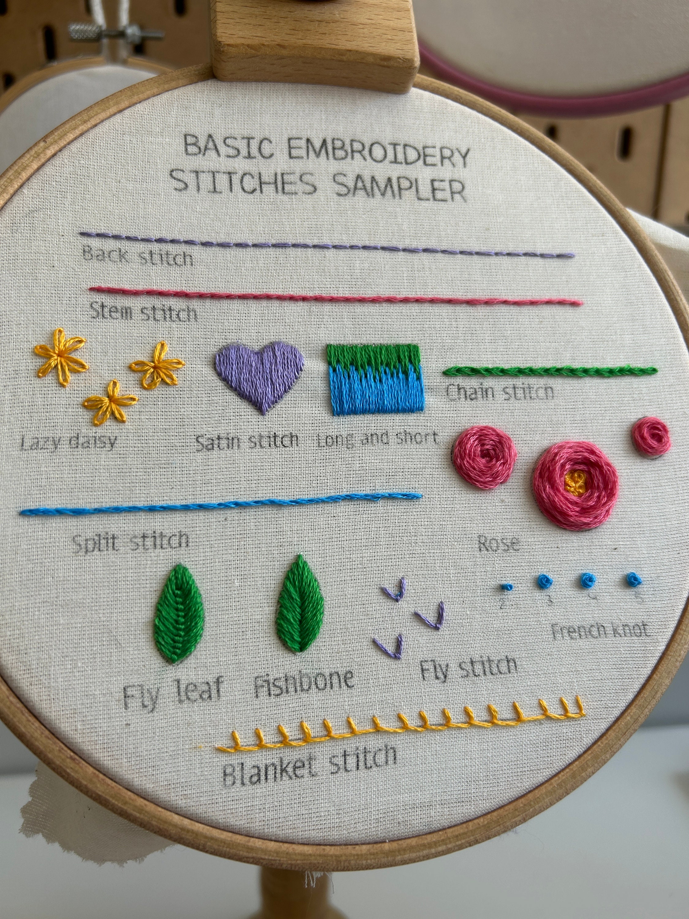 Embroidery Pattern PDF Download, Basic Stitch Guide for Beginners With ...