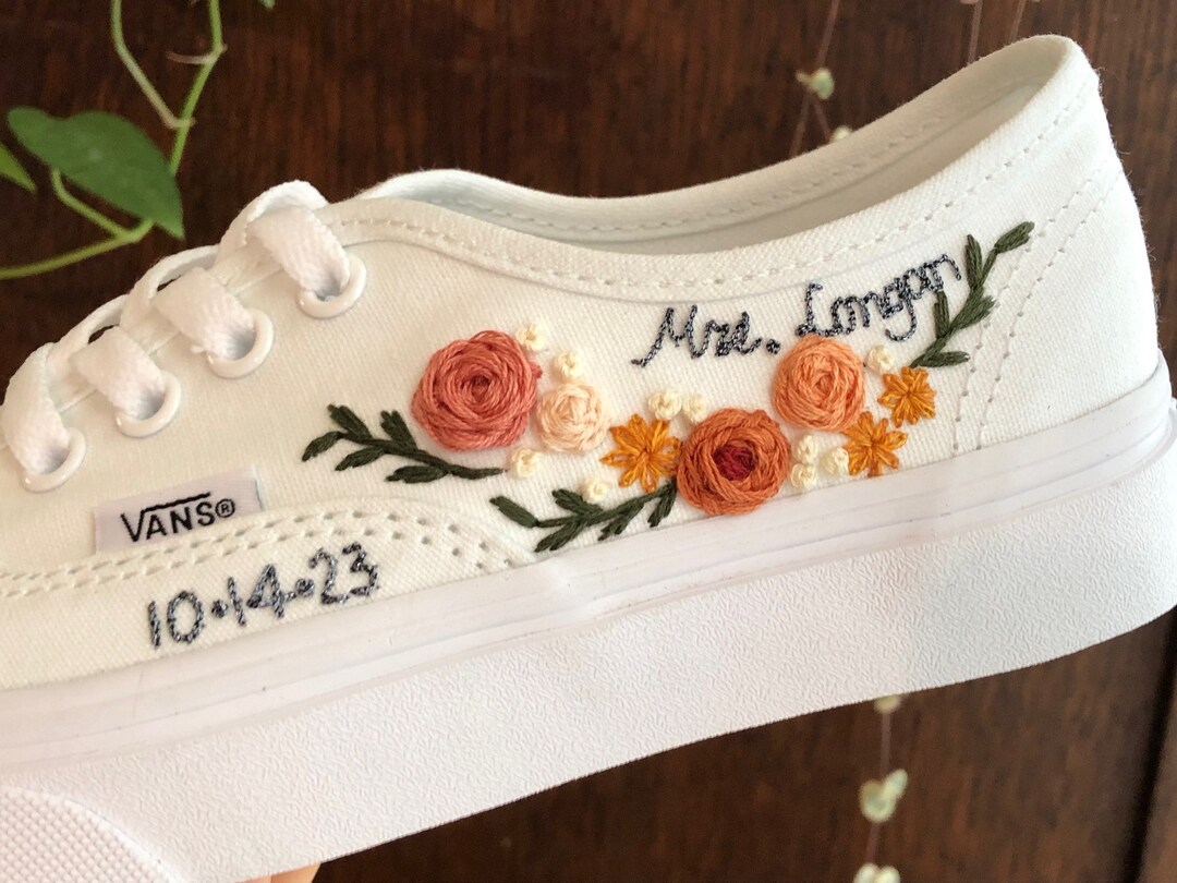 Made to Order Embroider Your Wedding Bouquet on Vans Hand Embroidered ...