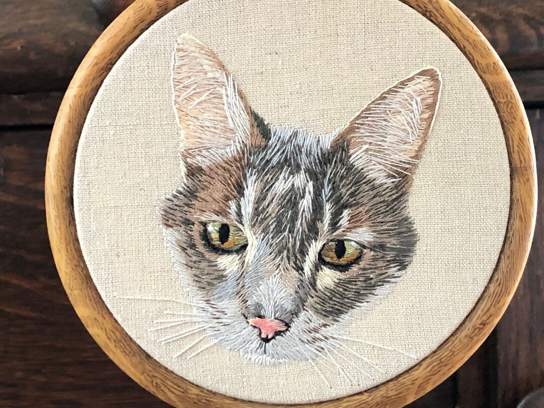 Made to Order- Custom Hand Embroidered Pet Portrait- Dog/cat Portrait ...