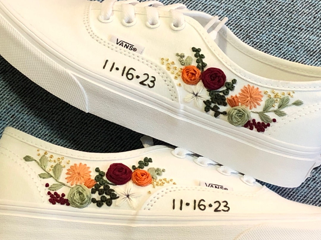 Made to Order Embroider Your Wedding Bouquet on Vans Hand Embroidered ...