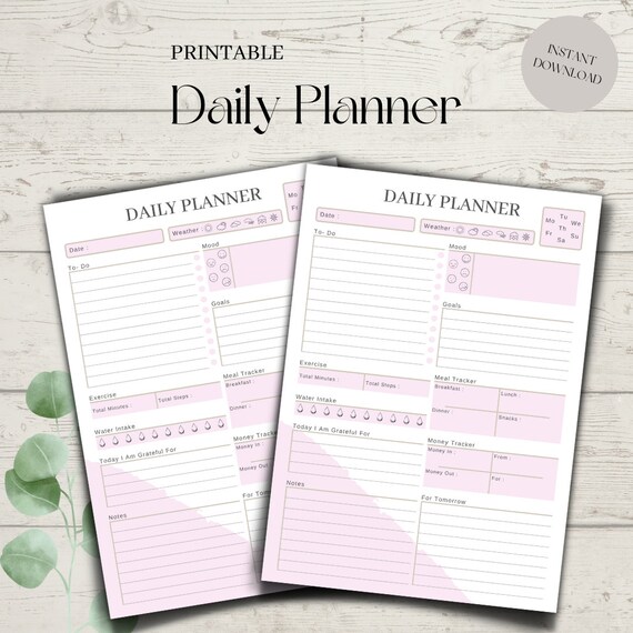 Printable Daily Planner Productivity Planner Daily - Etsy Canada