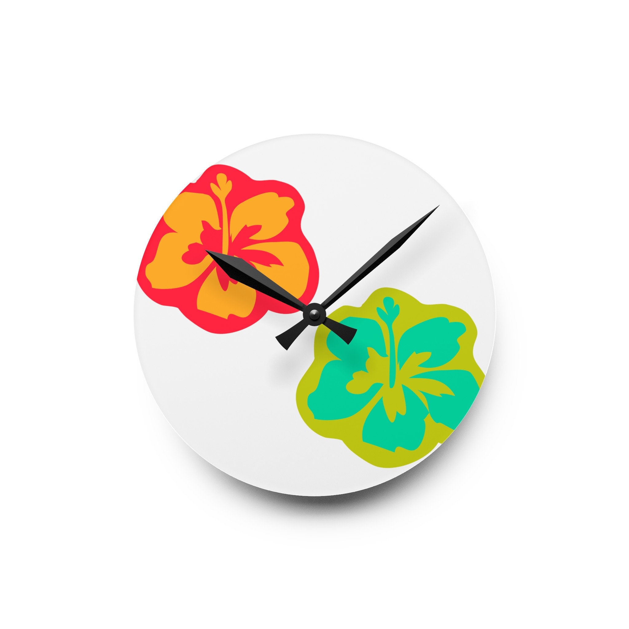 Hawaiian Hibiscus Floral Acrylic Wall Clock - Etsy