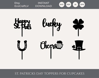 St. Patricks Day Cake Topper SVG File St. Patricks Day Cupcake Toppers ...