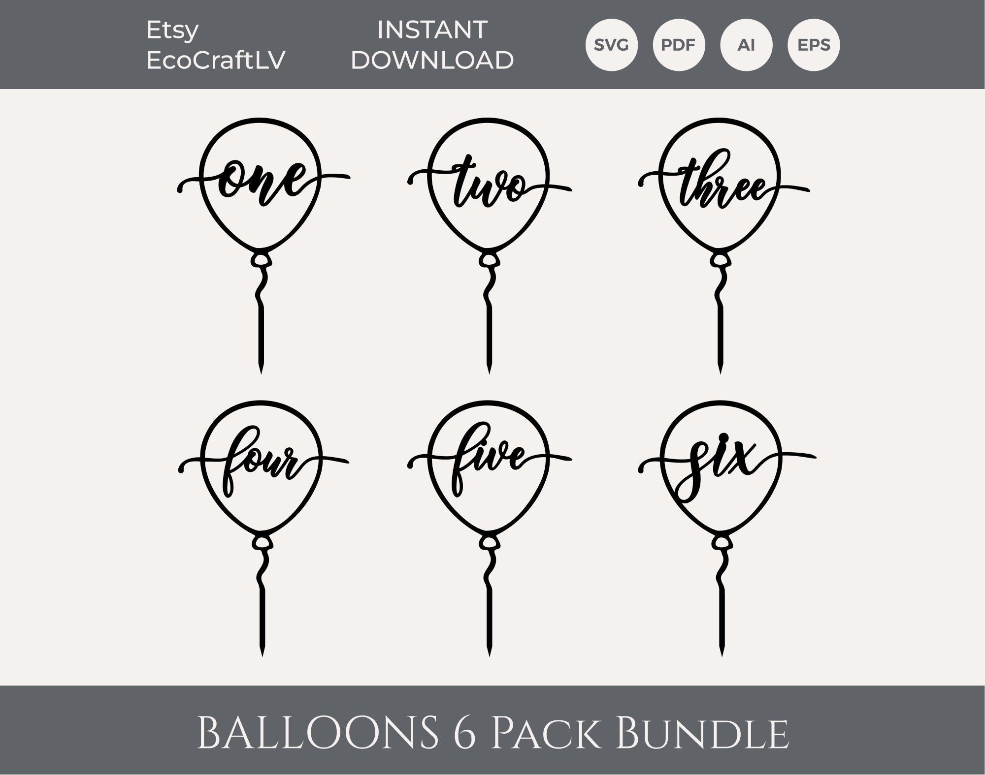 DIGITAL FILE Number in Balloon Cake Topper SVG, Baby Birthday Topper ...