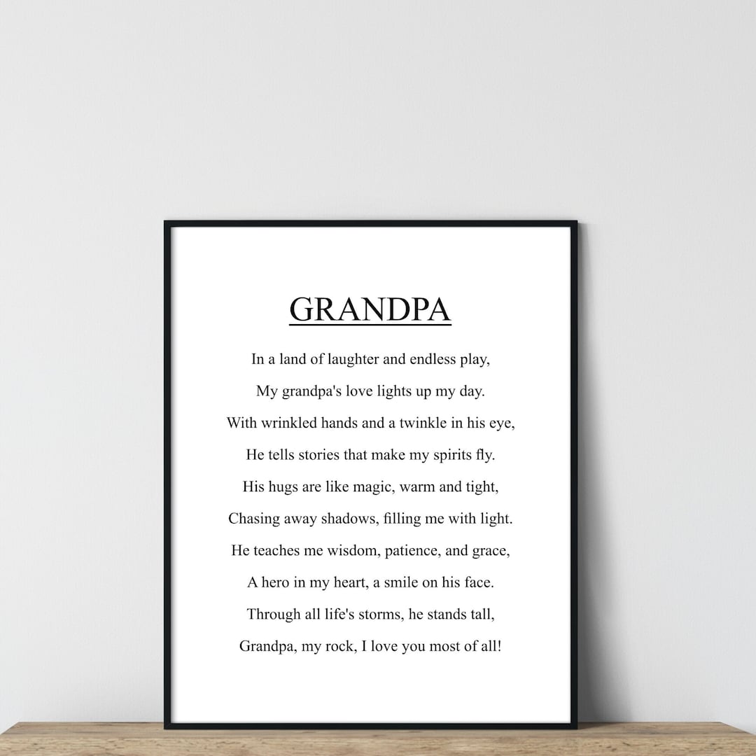 Grandpa Poem Printable, Gift for Grandpa From Grandkids, Father's Day ...