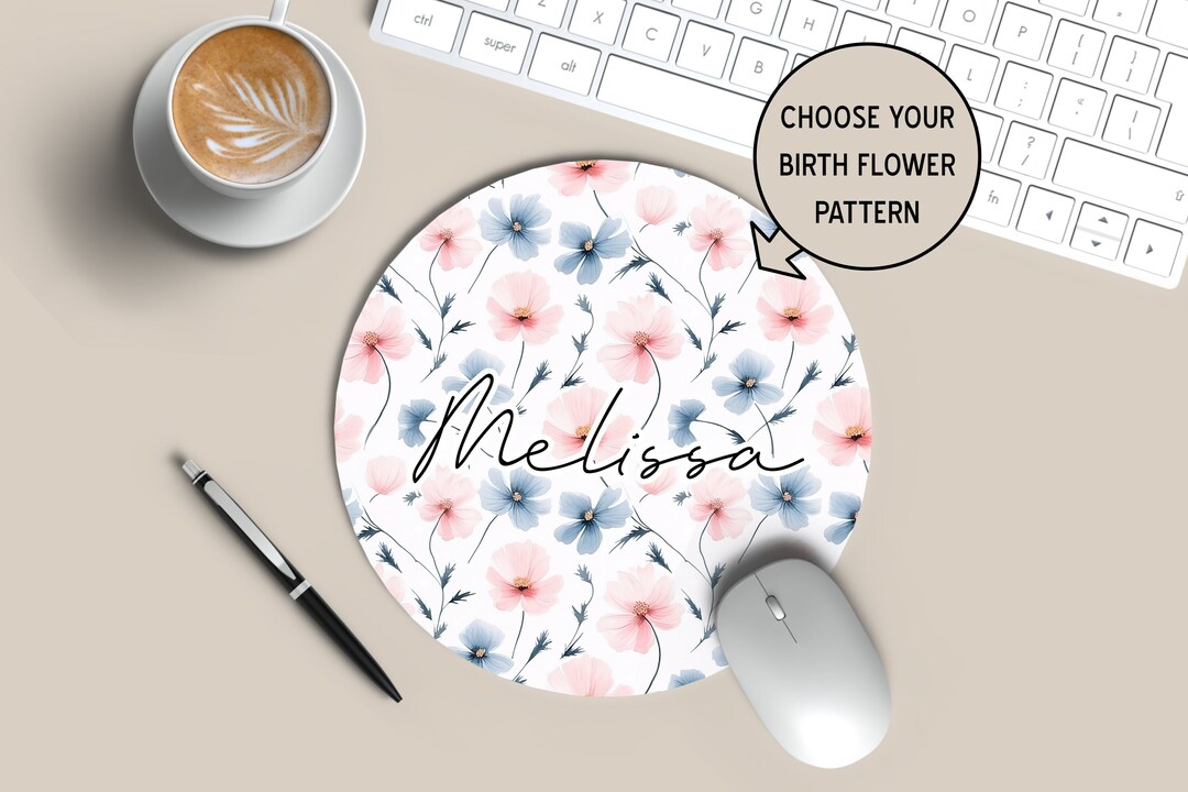 Personalized Mouse Pad Birth Flower Gift Custom Name - Etsy
