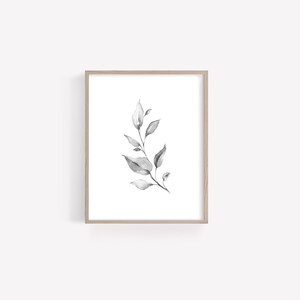 Botanical Print Set of 3 Black and White - Minimalist Leaves Wall Art ...