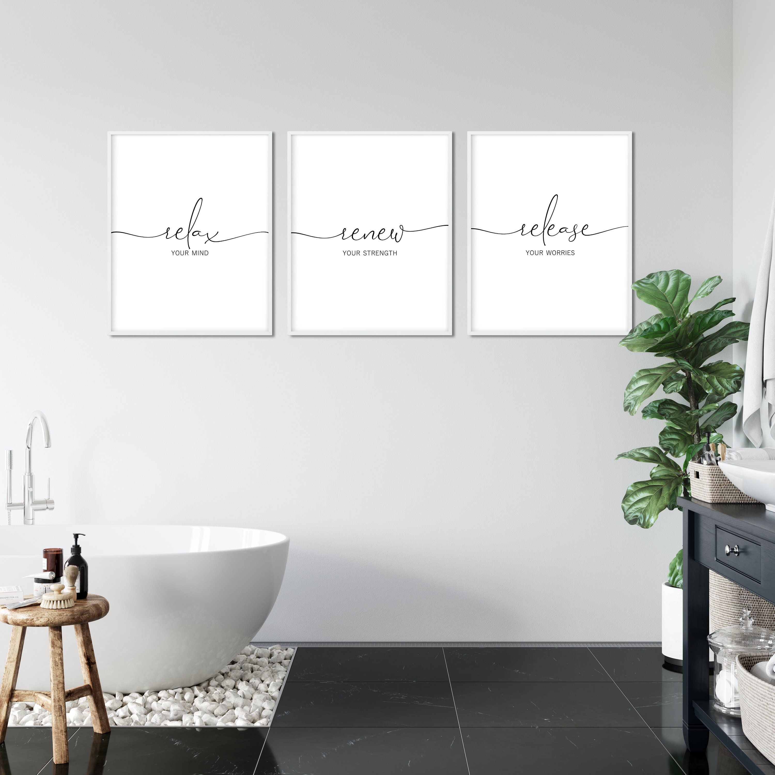 Bathroom Wall Art Set of 3 Bathroom Prints Bath Tub Art - Etsy
