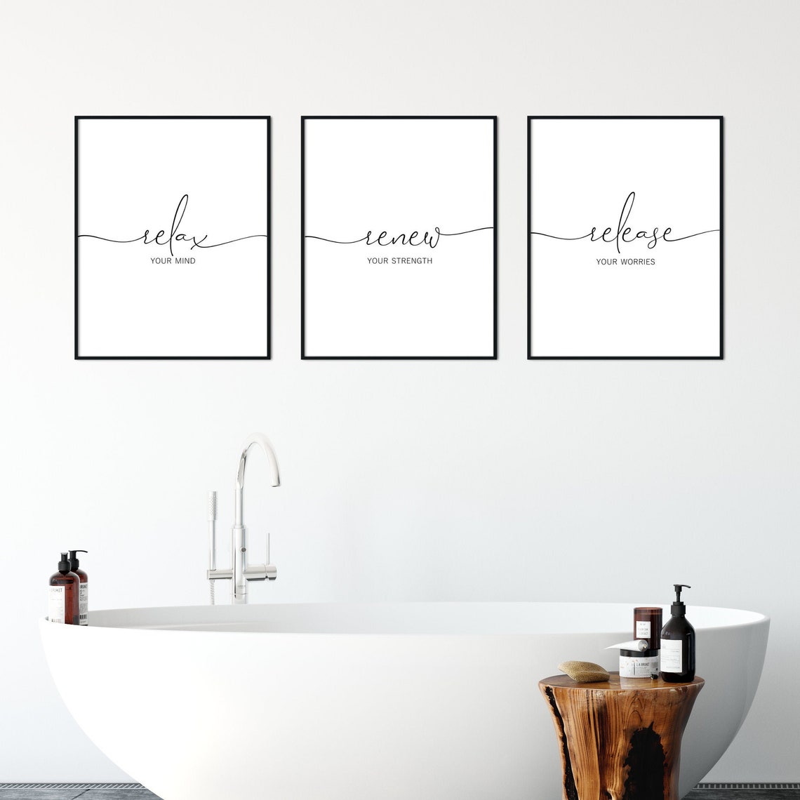 Bathroom Wall Art Set of 3 Bathroom Prints Bath Tub Art | Etsy