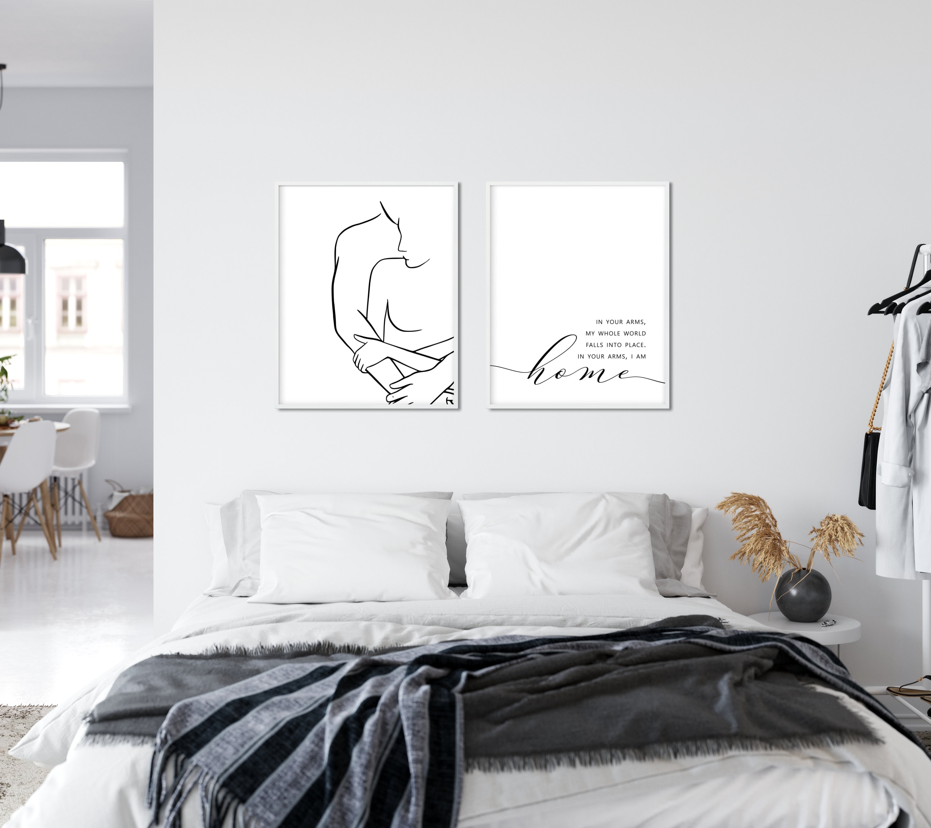 Abstract Couple Line Art Printable Bedroom Wall Art Set of 2 | Etsy