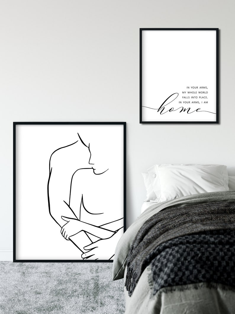 Abstract Couple Line Art Printable Bedroom Wall Art Set of 2 - Etsy