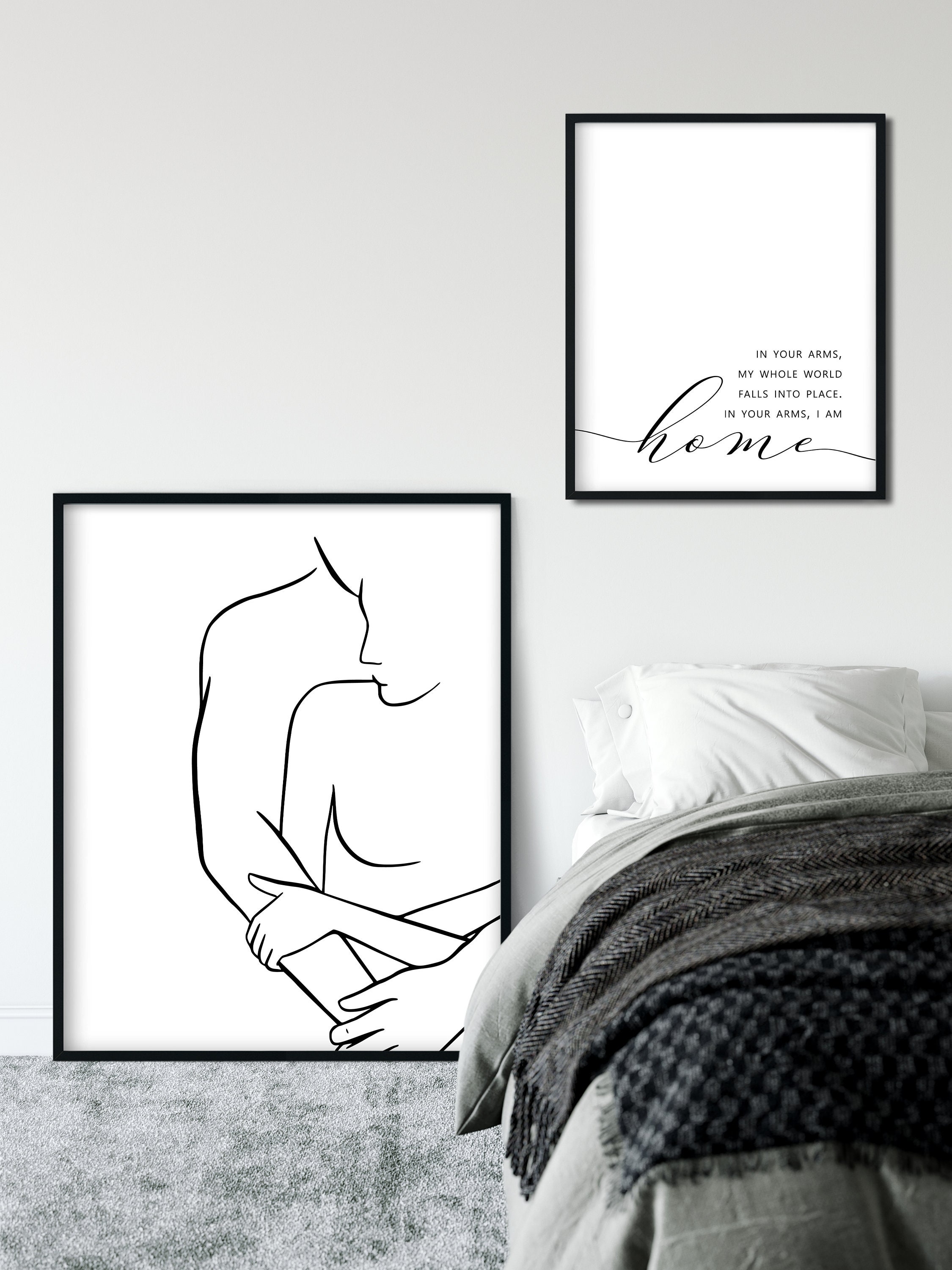 Abstract Couple Line Art Printable Bedroom Wall Art Set of 2 | Etsy