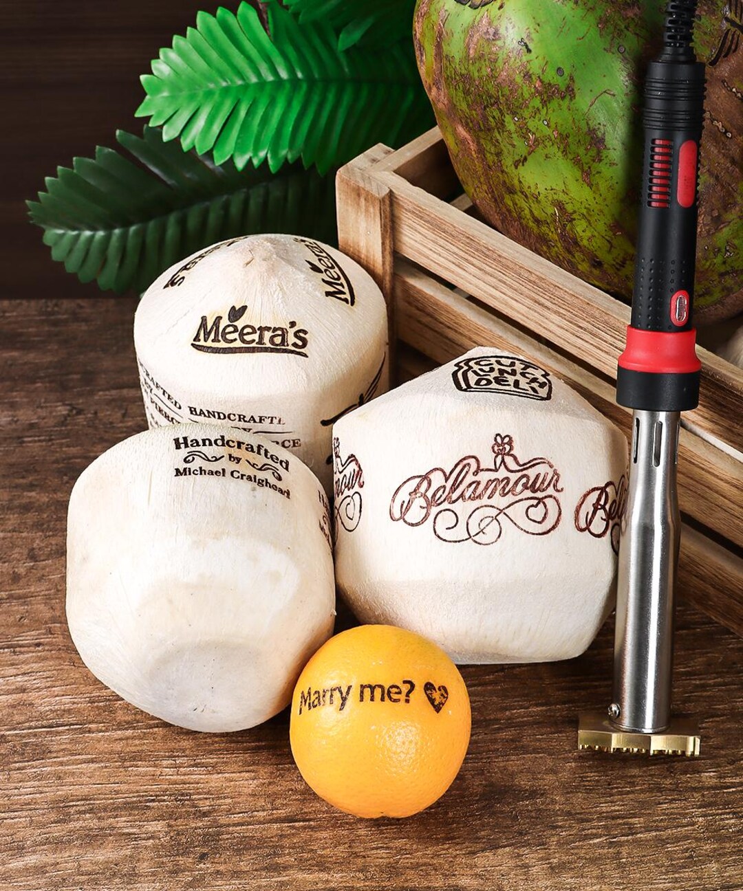Iron Gift Custom Engraved Coconut, Custom Logo Stamp, Gift for ...