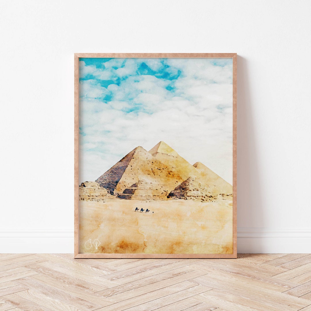 Watercolor Egyptian Pyramids Print | Egyptian Travel Drawing, Digital ...
