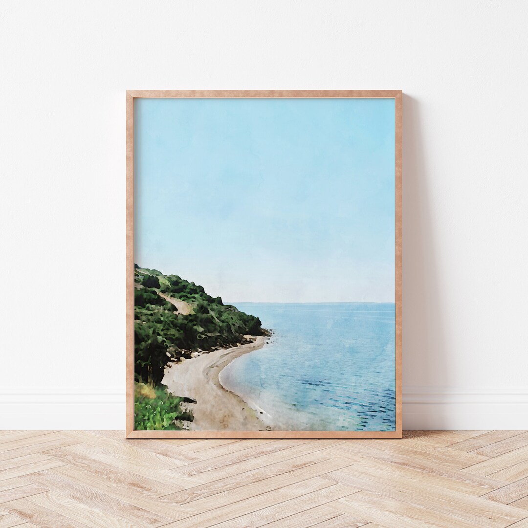 Digital Watercolor Ocean Printable | Beach Digital Print, Coastal Print ...
