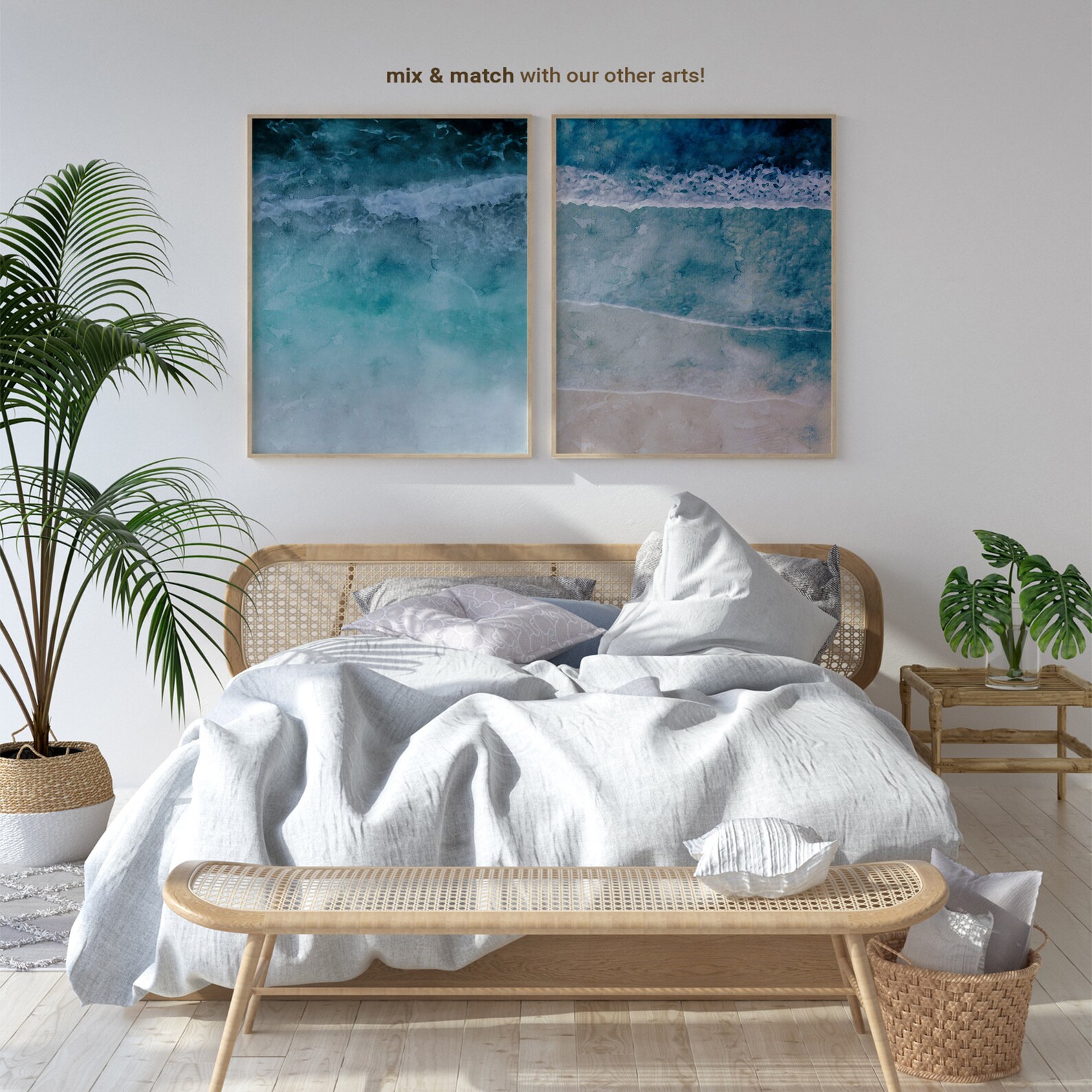 Digital Watercolor Ocean Printable | Beach Digital Print, Coastal Print ...