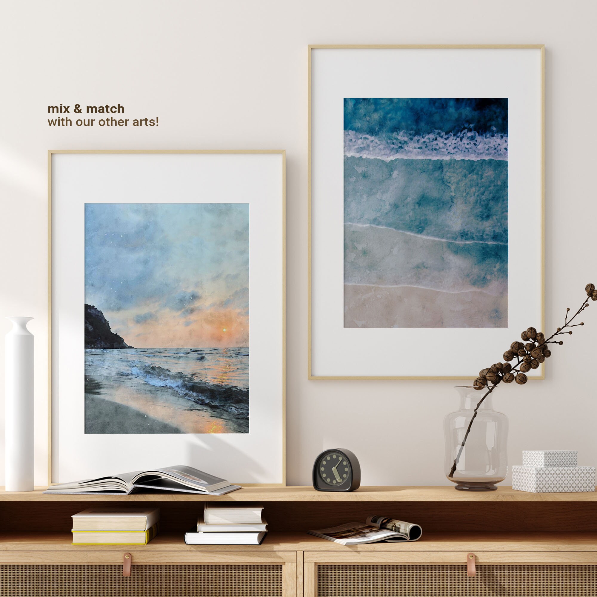 Digital Watercolor Ocean Printable | Beach Digital Print, Coastal Print ...