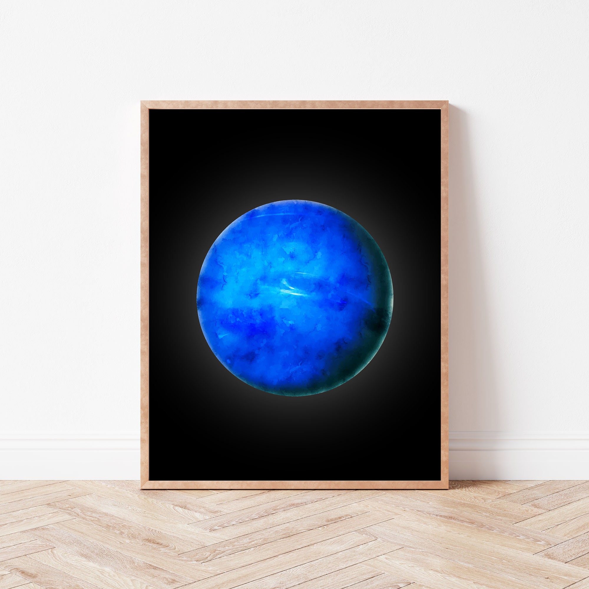 Watercolor Neptune Planet Printable | Black Background Space Theme ...