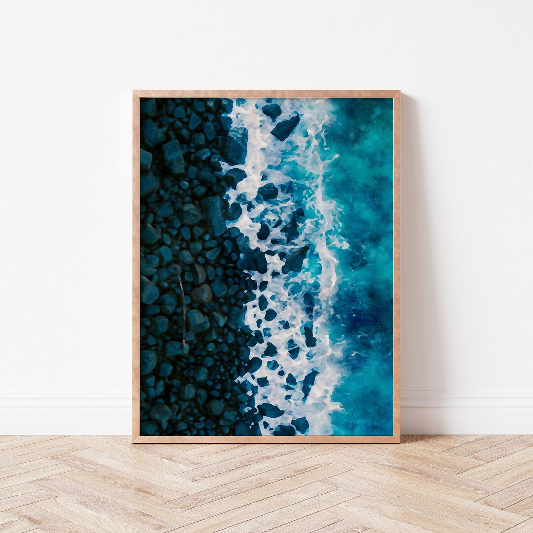 Digital Watercolor Ocean Printable | Beach Digital Print, Coastal Print ...