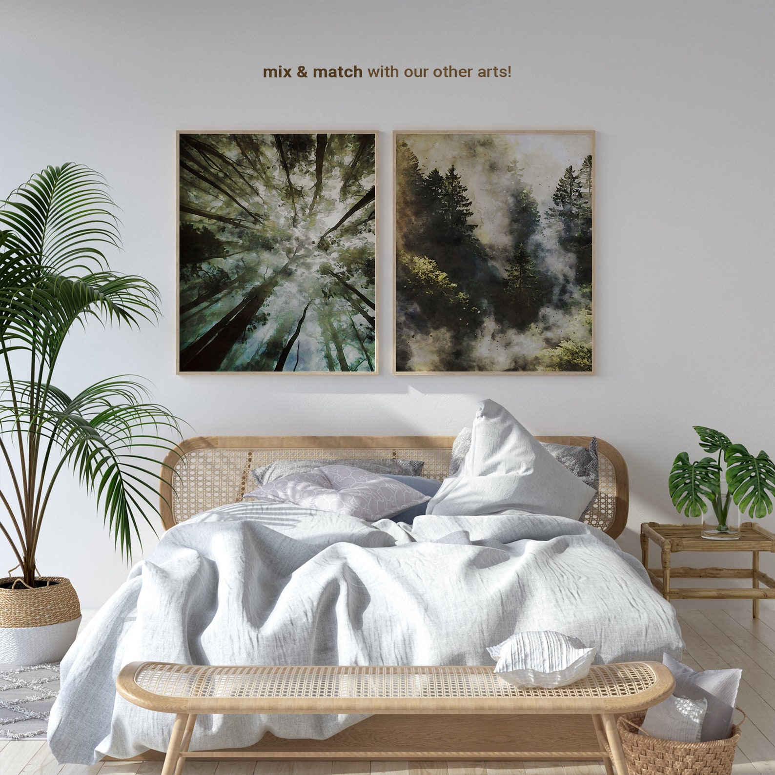 Digital Watercolor Forest Printable | Nature Digital Print, Forest ...