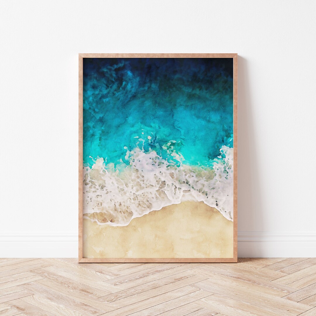 Digital Watercolor Ocean Printable | Beach Digital Print, Coastal Print ...