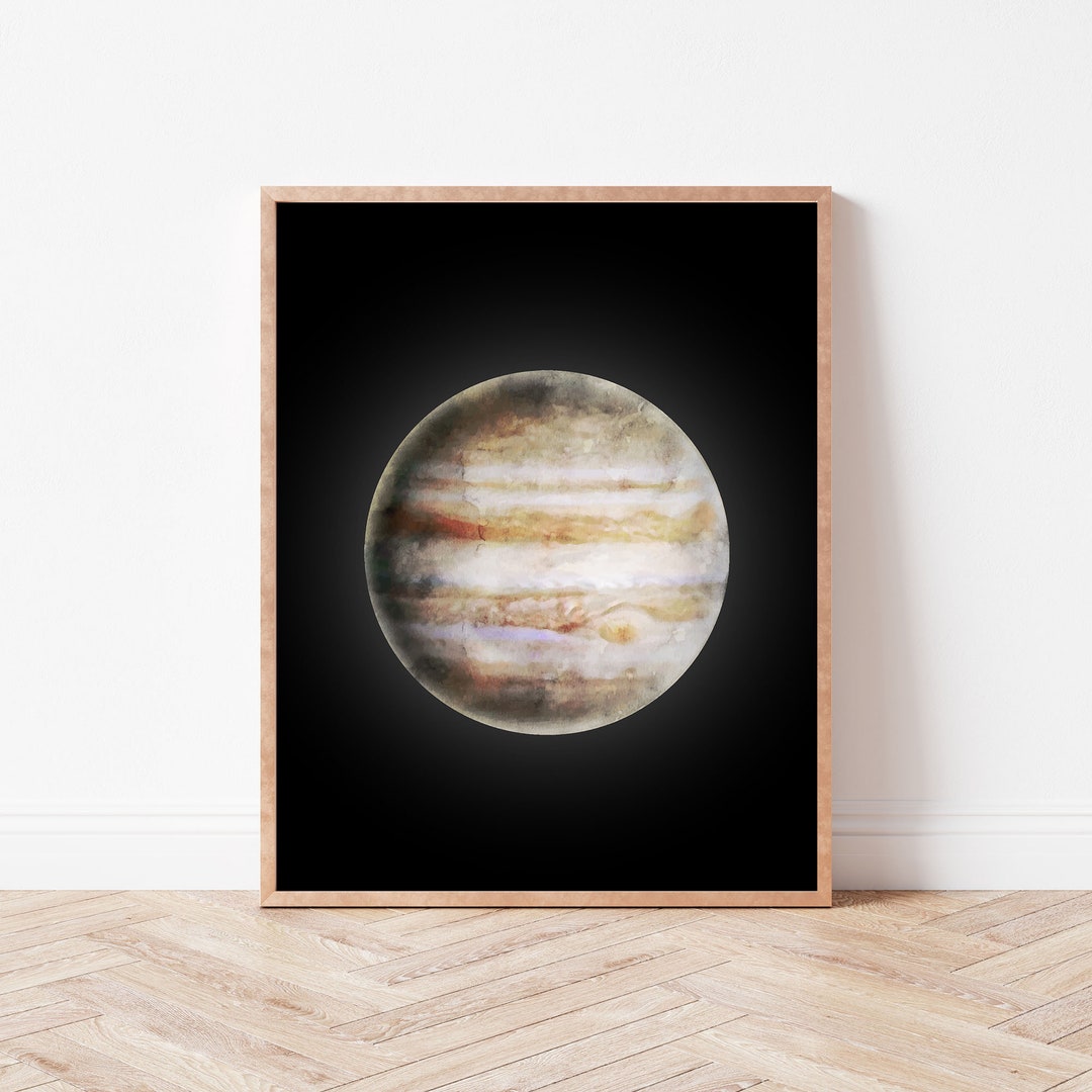 Watercolor Jupiter Planet Printable | Black Background Space Theme ...