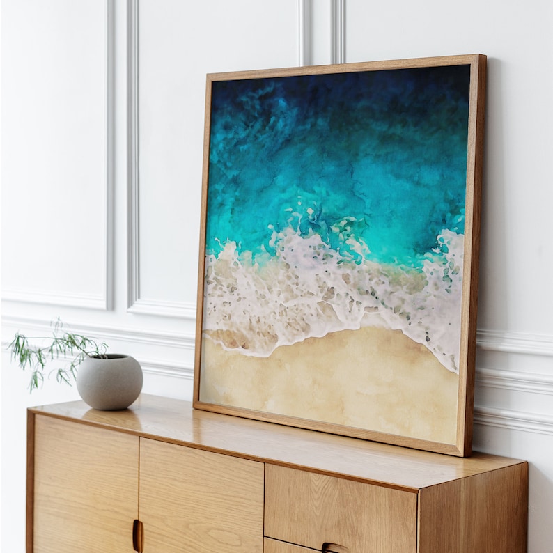 Digital Watercolor Ocean Printable | Beach Digital Print, Coastal Print ...