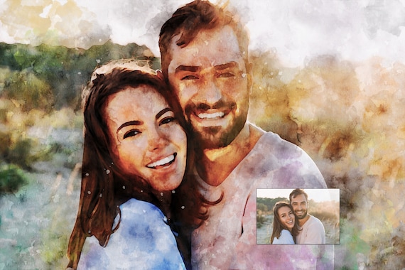 Custom Digital Watercolor Portrait Painting From Photo | Etsy