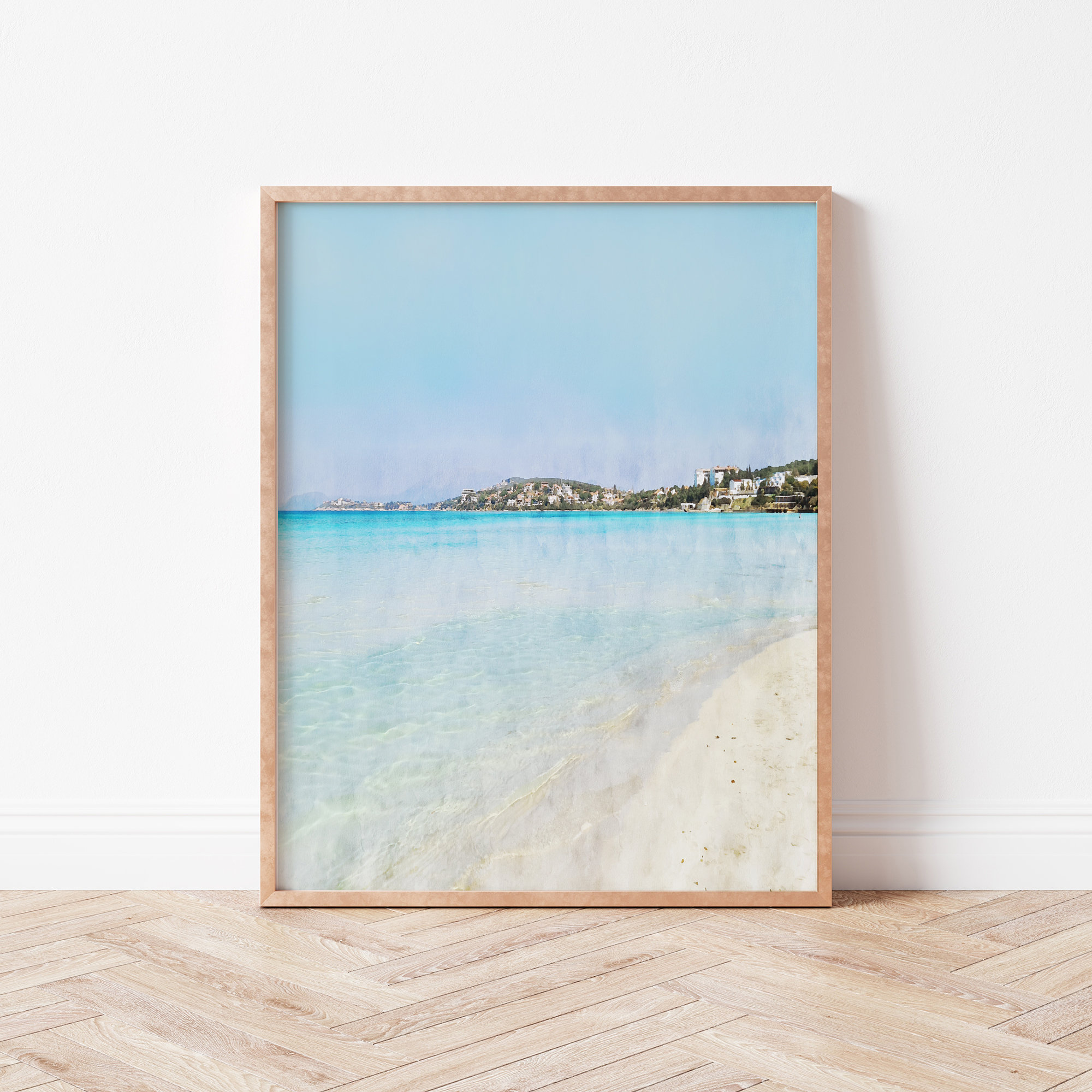 Digital Watercolor Ocean Printable | Beach Digital Print, Coastal Print ...