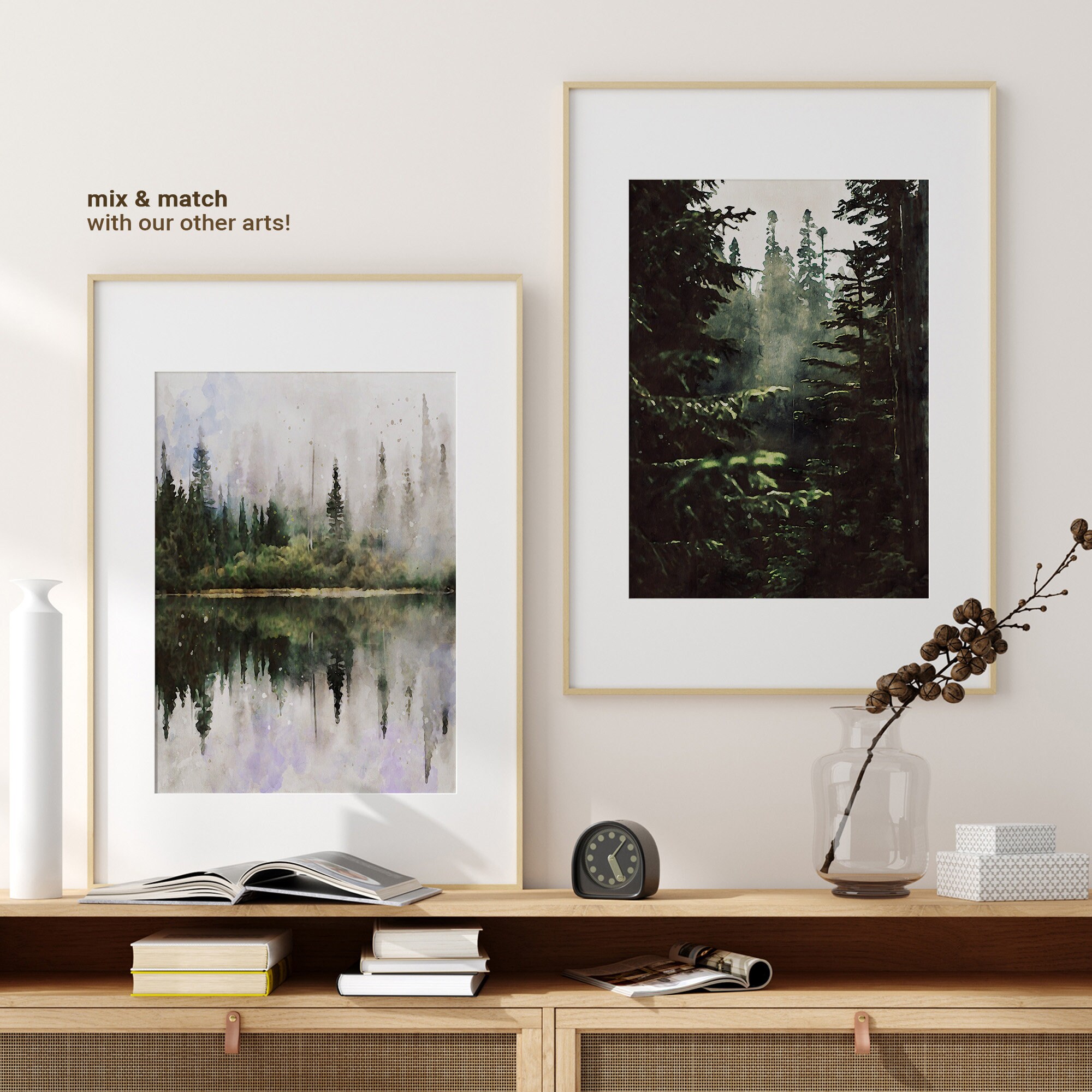 Digital Watercolor Forest Printable | Nature Digital Print, Forest ...