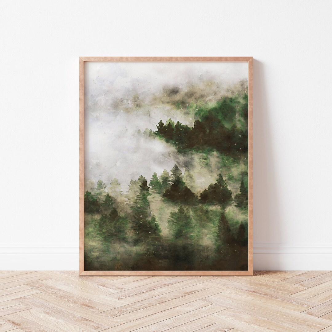 Digital Watercolor Forest Printable | Nature Digital Print, Forest ...