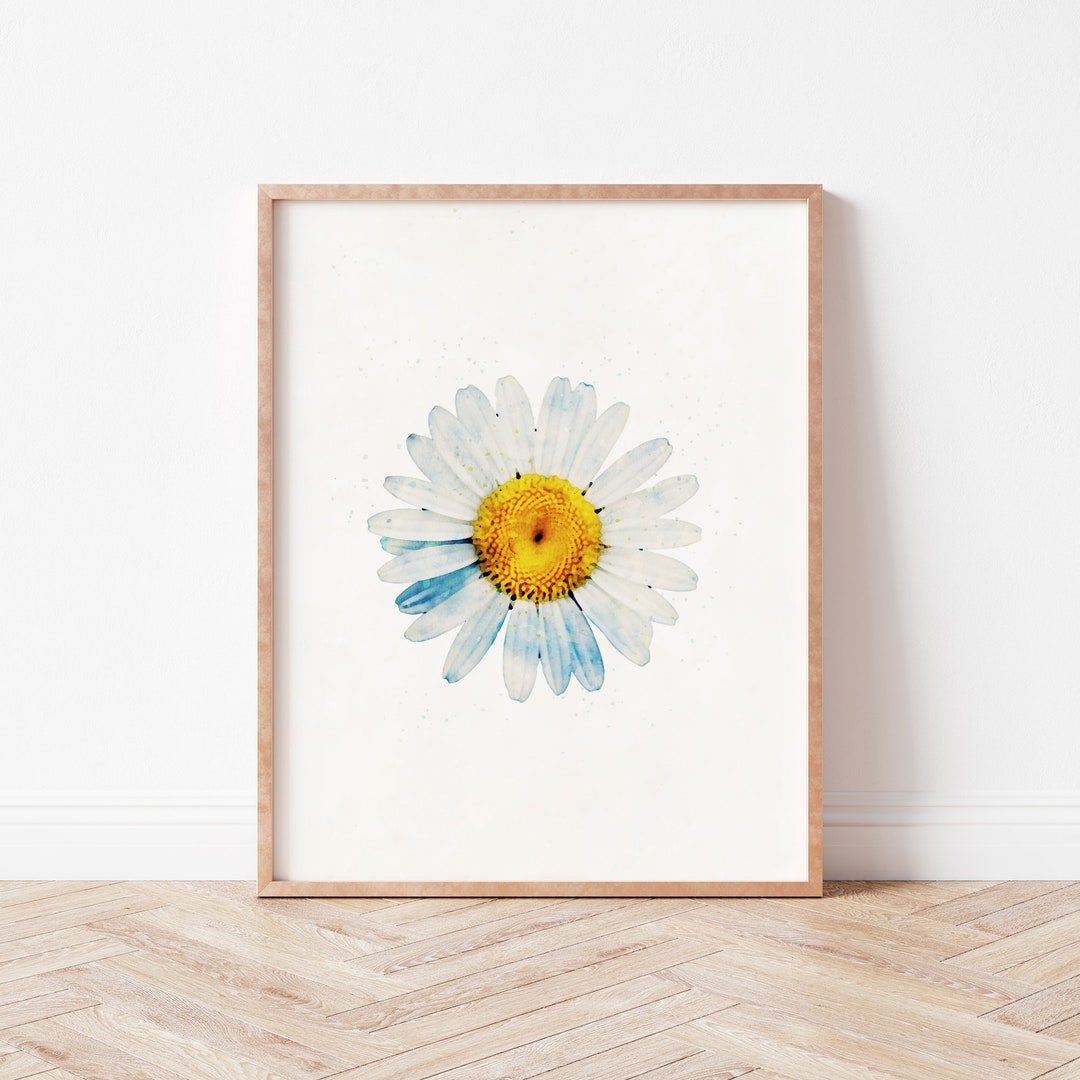 Digital Watercolor Daisy Printable | Botanical Plants Print, Green Art ...
