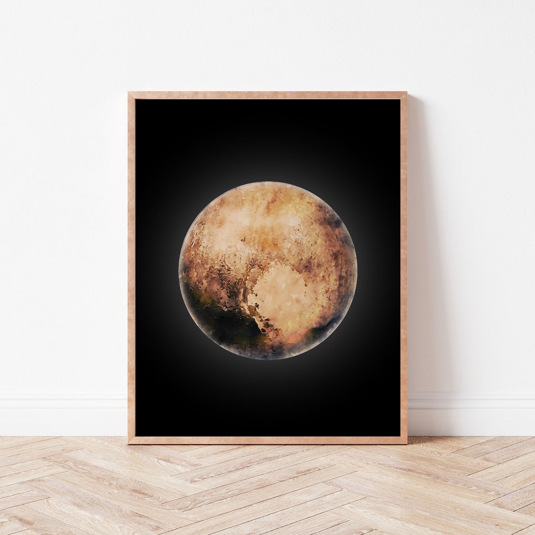 Watercolor Pluto Planet Printable | Black Background Space Theme ...
