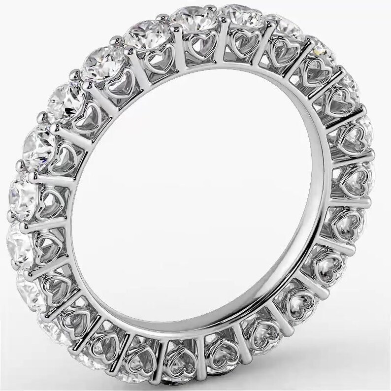Moissanite Eternity Ring, 10k Gold or Sterling Silver Wedding Band ...