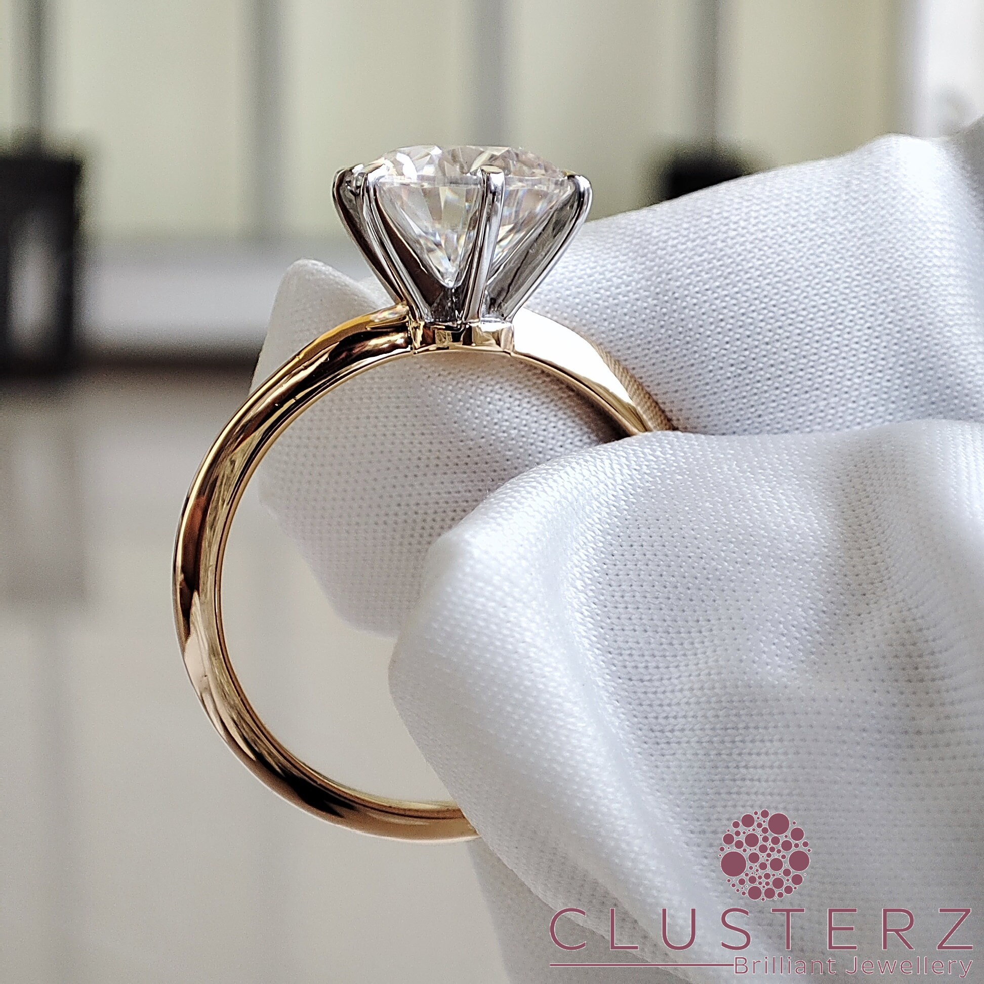 6 Prong Ring, Knife Edge Ring, Solitaire Ring, Round Cut, Engagement ...