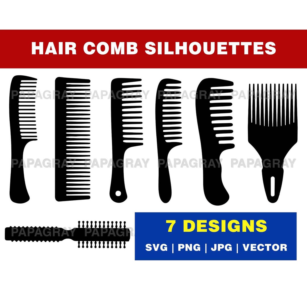 Hair Comb Silhouette Pack - 7 Designs | Digital Download | Hairbrush ...