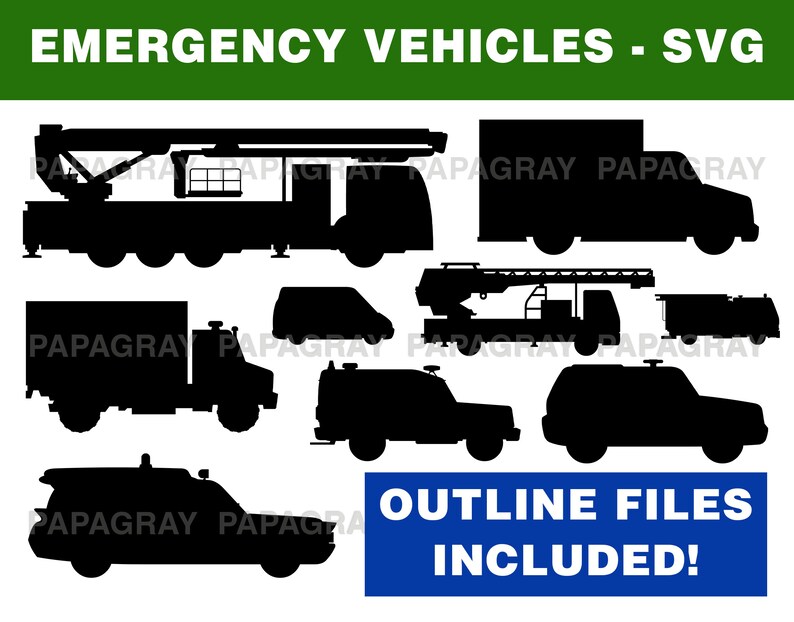 Emergency Vehicles SVG Pack 10 Designs Digital Download | Etsy
