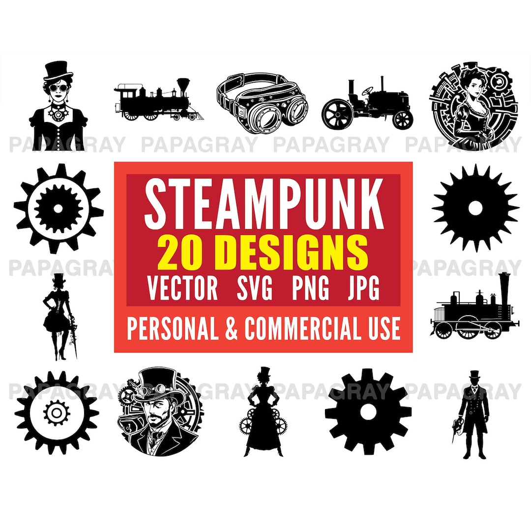 Steampunk Graphics SVG Vector Bundle - 20 Designs | Digital Download ...