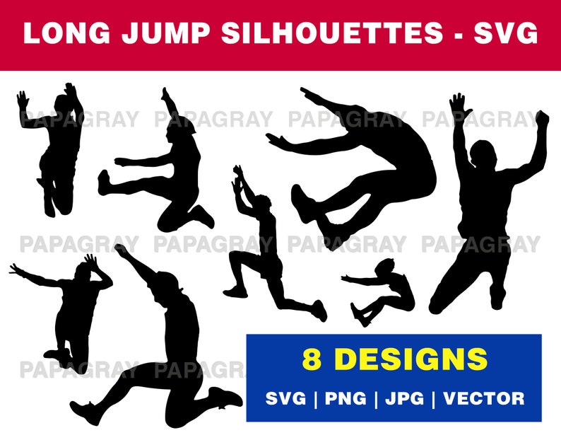 Long Jump SVG Graphic Pack 8 Designs Digital Download - Etsy UK