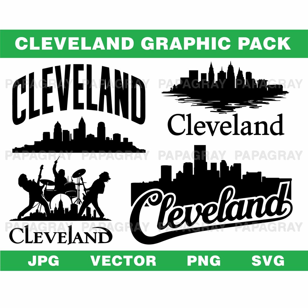Cleveland Skyline SVG Vector Graphic Bundle 7 Designs Digital Download ...